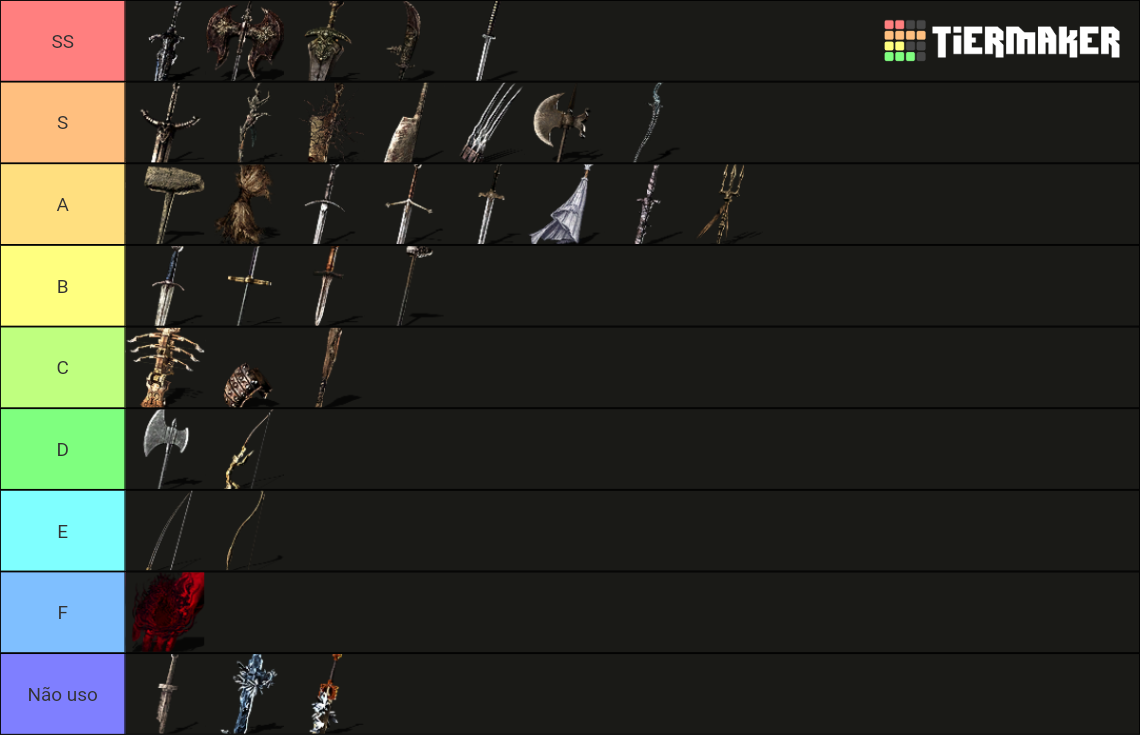Dark souls weapons Tier List (Community Rankings) - TierMaker