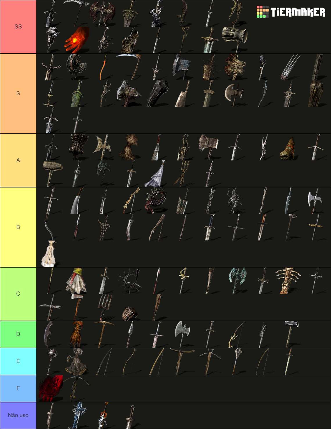 Dark souls weapons Tier List (Community Rankings) - TierMaker
