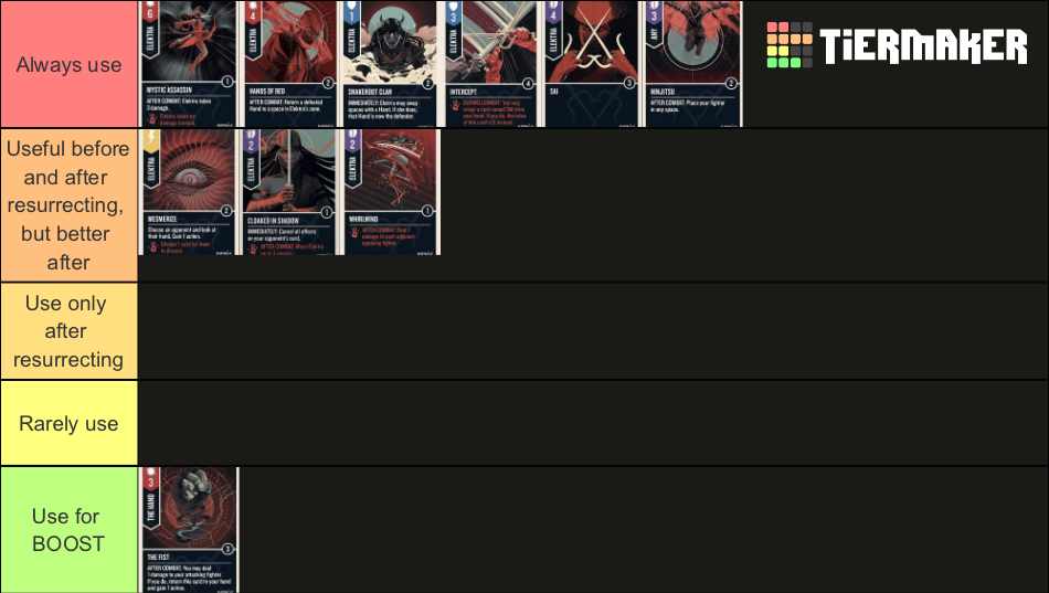 Unmatched ranking of Elektra’s cards Tier List (Community Rankings ...