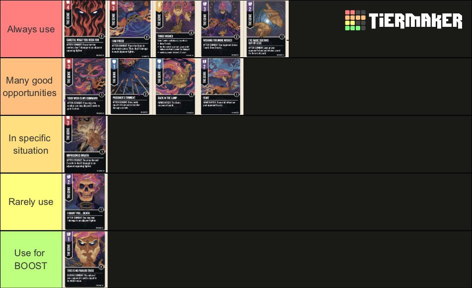 Unmatched ranking of Genie’s cards Tier List (Community Rankings ...