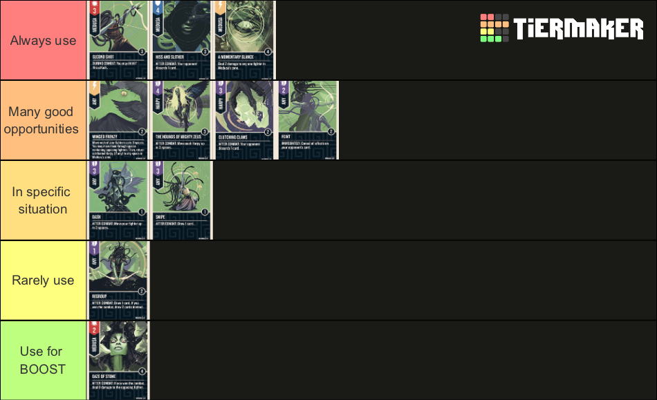 Unmatched ranking of Medusa’s cards Tier List (Community Rankings ...