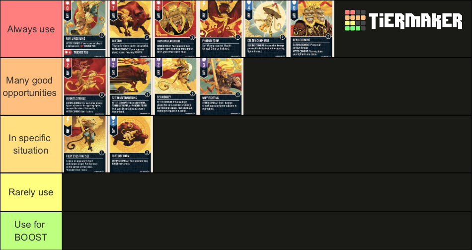 Unmatched ranking of Sun Wukong’s cards Tier List (Community Rankings ...