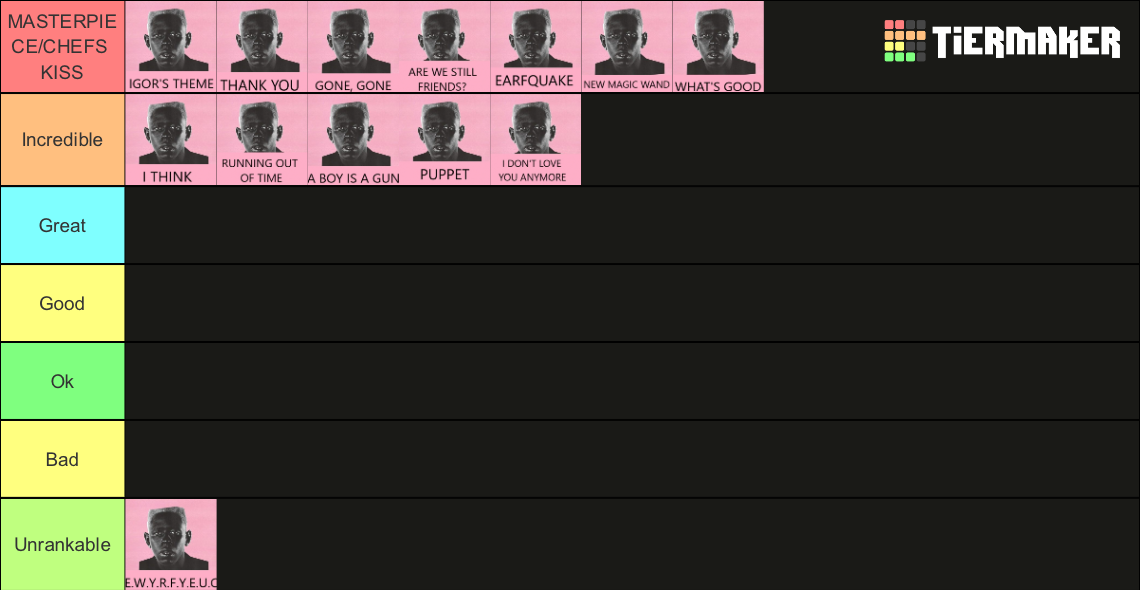 Tyler the Creator Igor Album Tier List (Community Rankings) - TierMaker