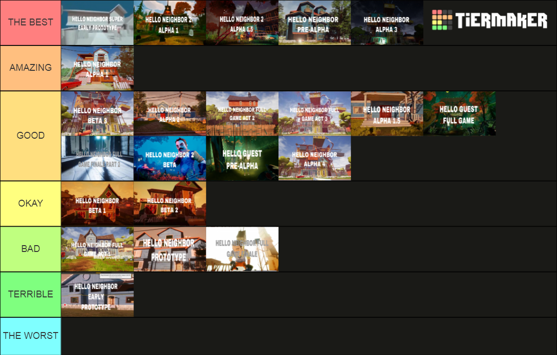 Hello Neighbor Every Version Tier List (Community Rankings) - TierMaker