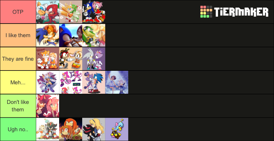 Sonic Shipping Tier List (Community Rankings) - TierMaker