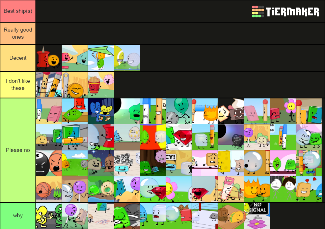 BFDI Shipping Tier List (Community Rankings) - TierMaker
