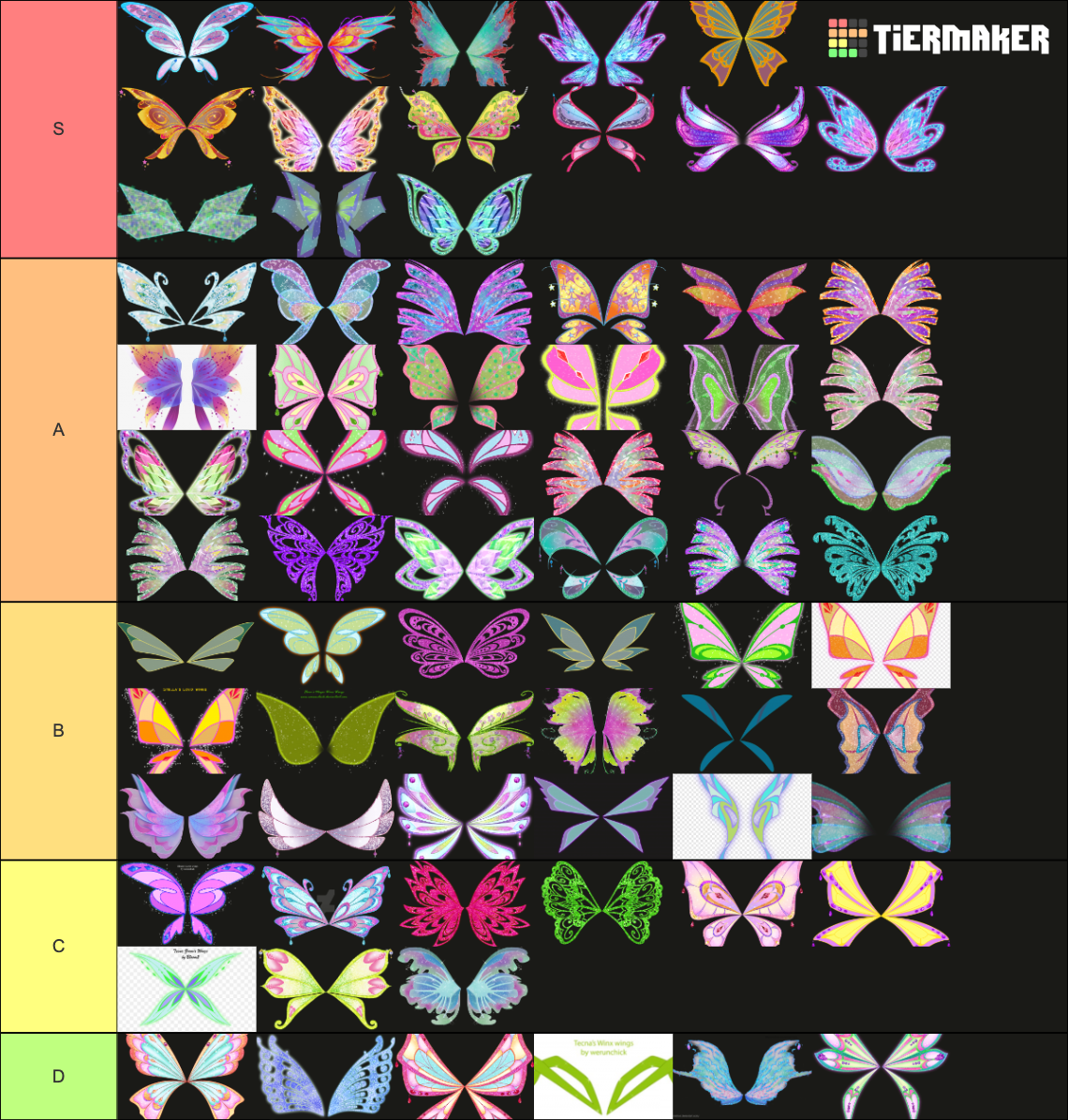 Winx Club wings ranked Tier List (Community Rankings) - TierMaker