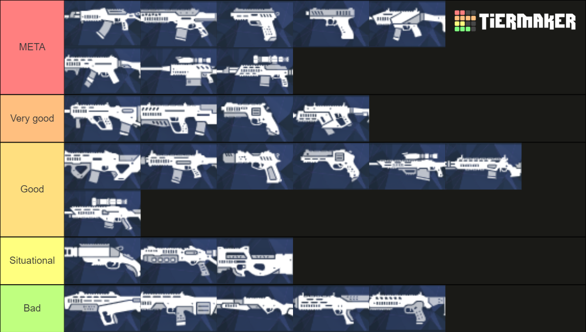 Shatterline Weapons tierlist by Epsil0n (season delta) Tier List ...