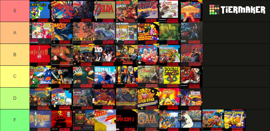 Top 50 SNES Games Tier List (Community Rankings) - TierMaker