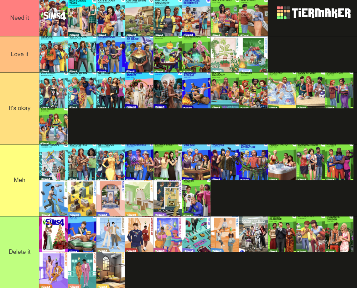 The Sims 4 Packs (October 2022) Tier List (Community Rankings) - TierMaker