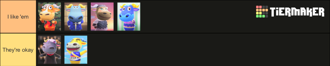 Animal Crossing NH - Bulls Tier List (Community Rankings) - TierMaker