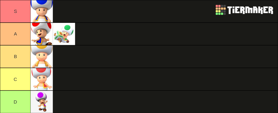 Toad Colors (Mario) Tier List (Community Rankings) - TierMaker