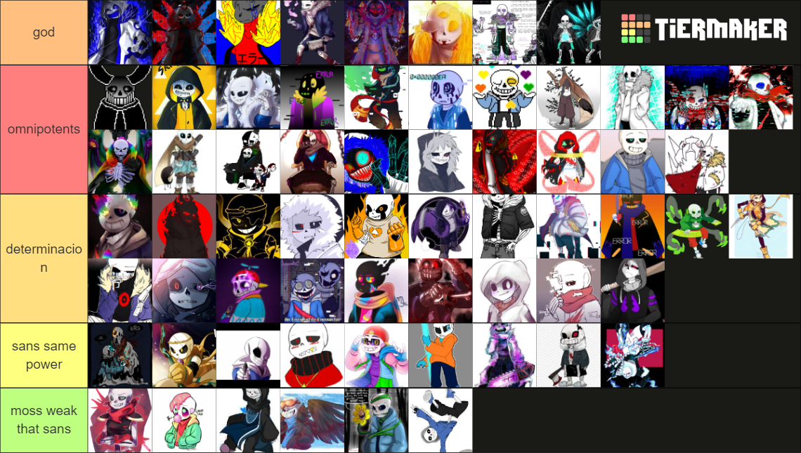 all sans aus Tier List (Community Rankings) - TierMaker