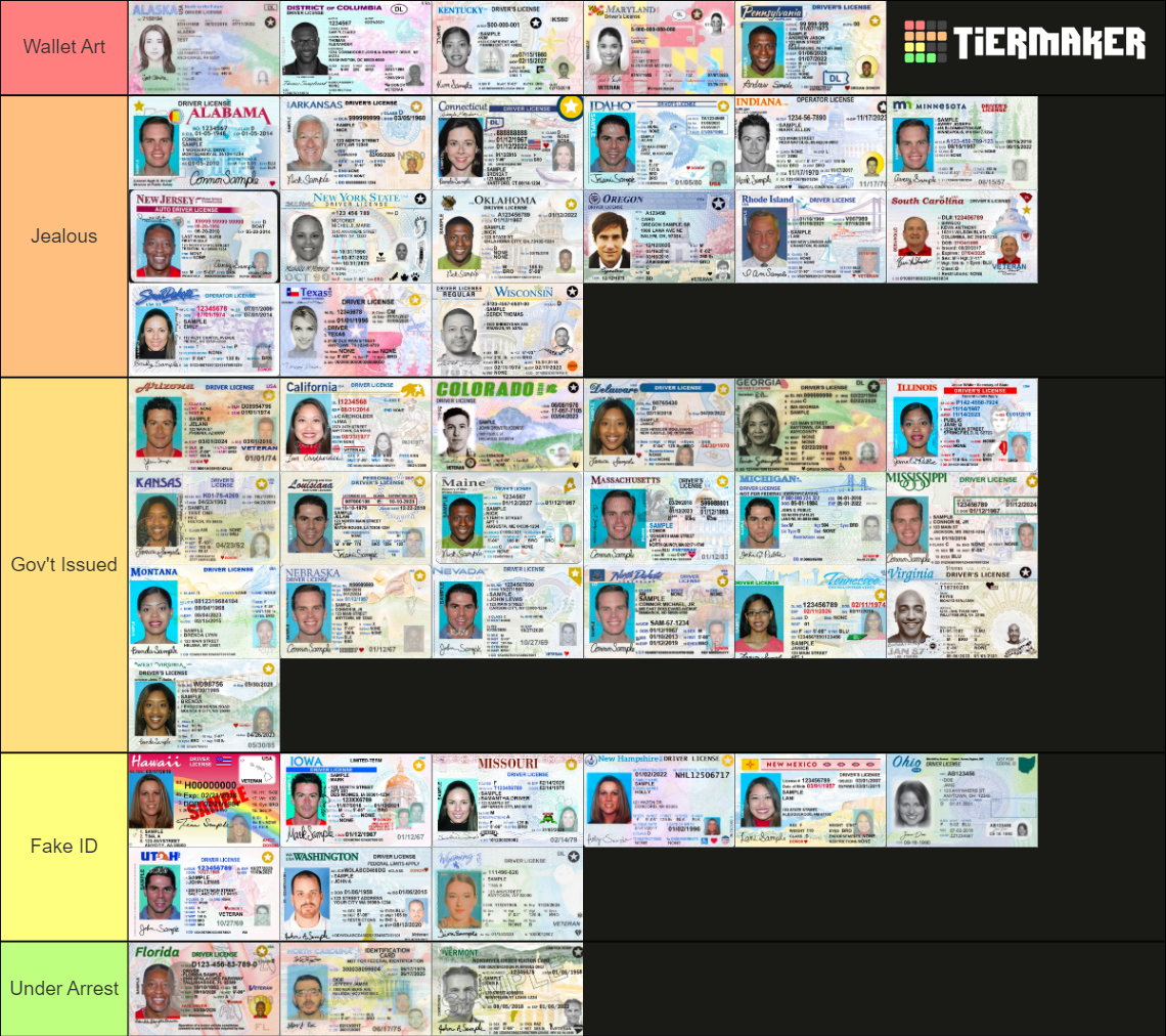 Driver's License Tier List (Community Rankings) - TierMaker