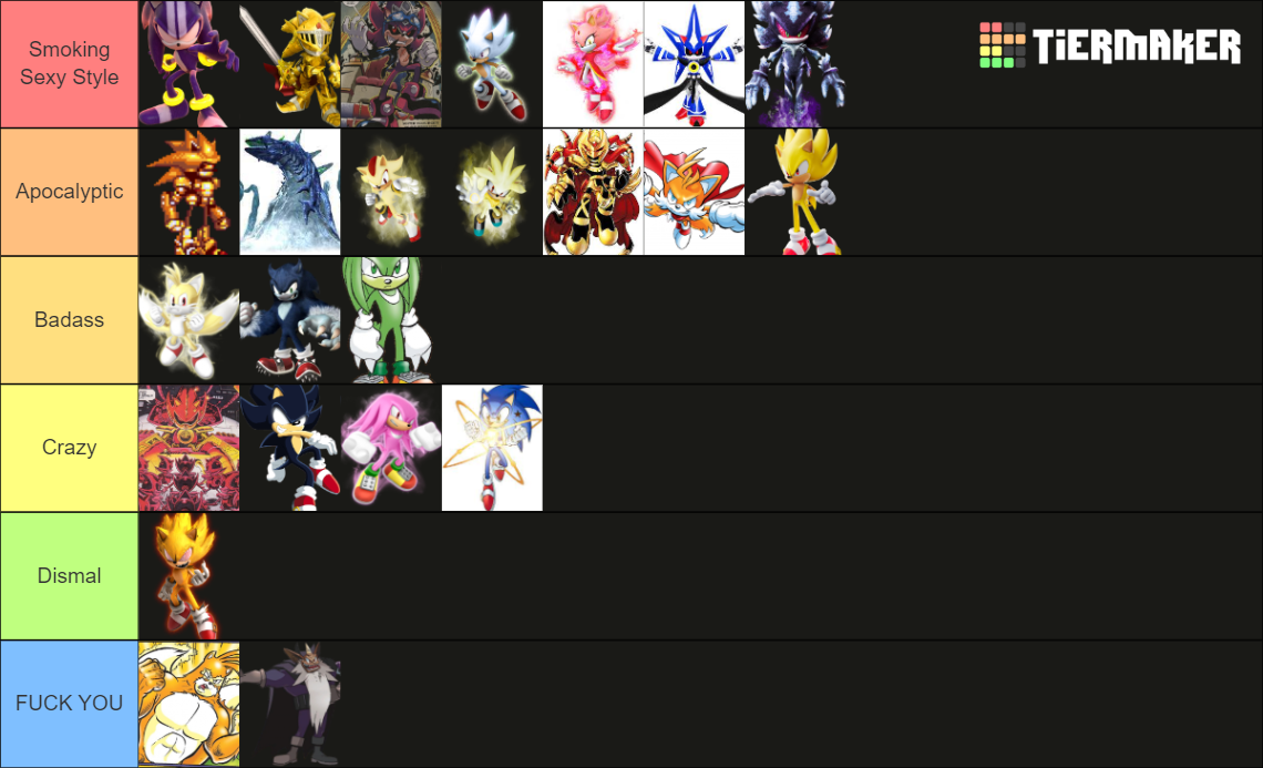 Sonic The Hedgehog Forms Tier List (Community Rankings) - TierMaker