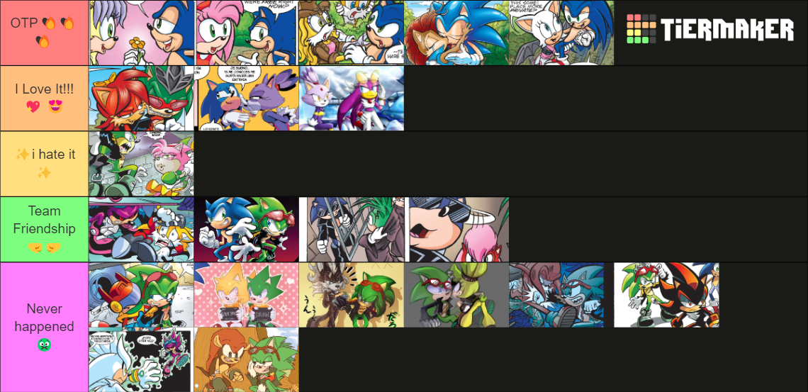 Sonic +400 couples Tier List (Community Rankings) - TierMaker