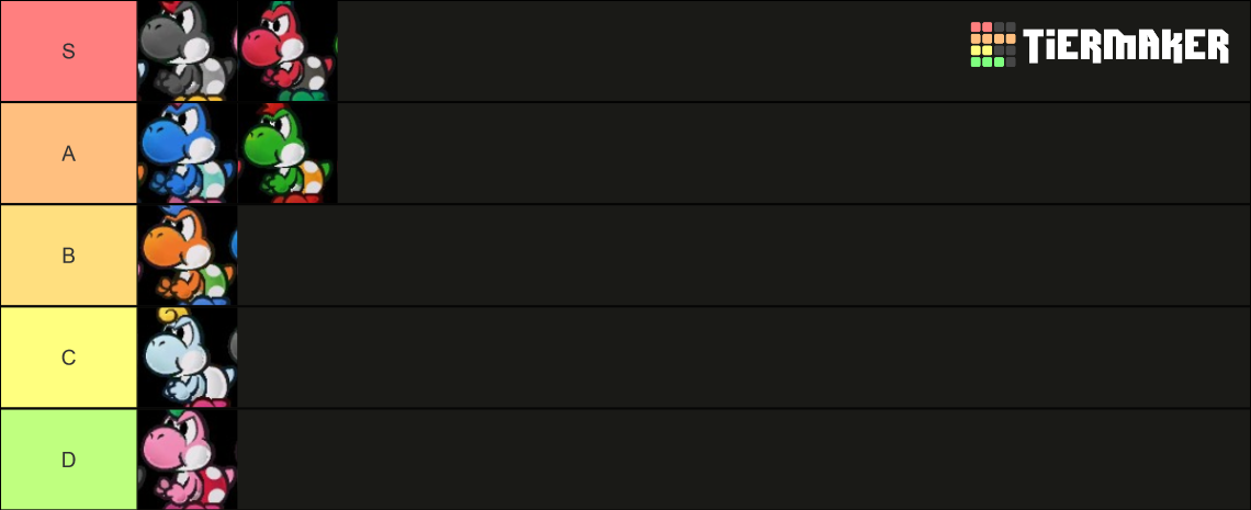 Paper Mario 2 Yoshi Colors Tier List (Community Rankings) - TierMaker