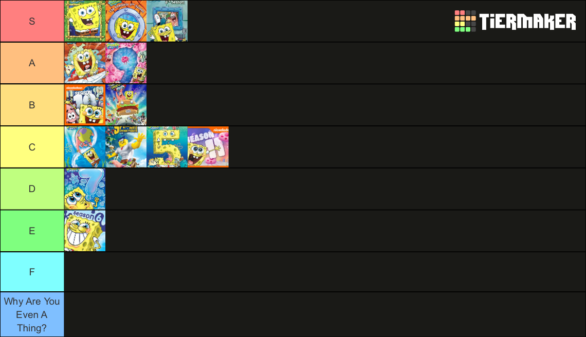 SpongeBob Seasons Ranked Tier List (Community Rankings) - TierMaker