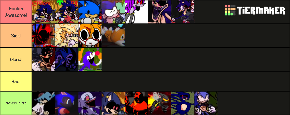 FNF Vs. Sonic.EXE V3 Song Tier List (Community Rankings) - TierMaker