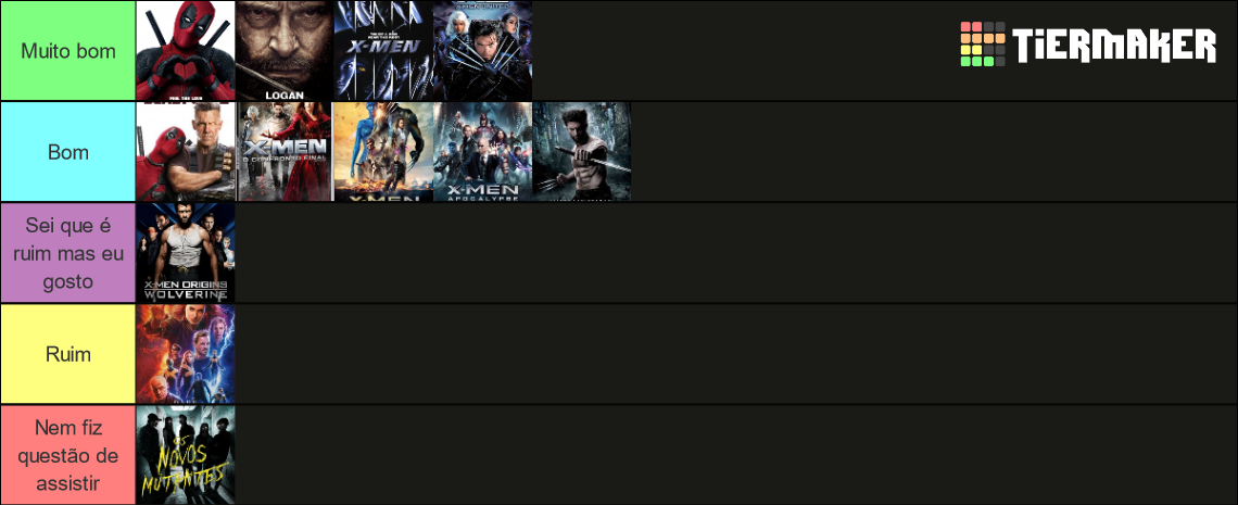 Filmes dos X-Men/Mutantes Tier List (Community Rankings) - TierMaker