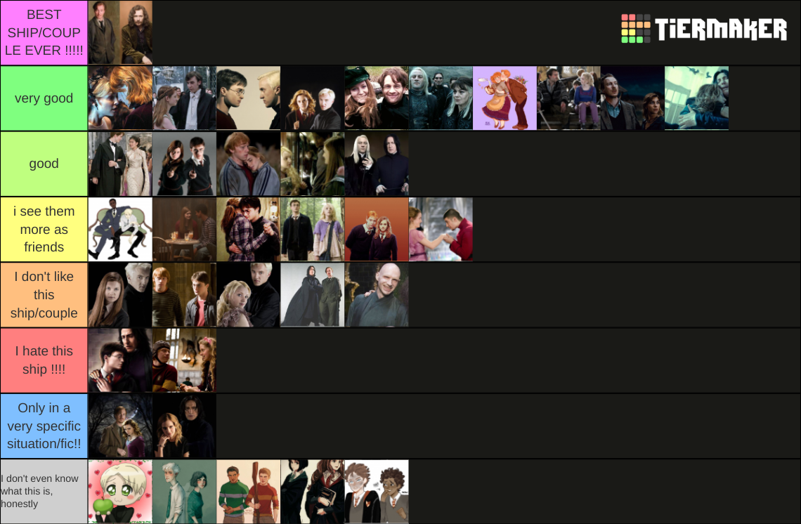 harry potter ships and couples Tier List (Community Rankings) - TierMaker