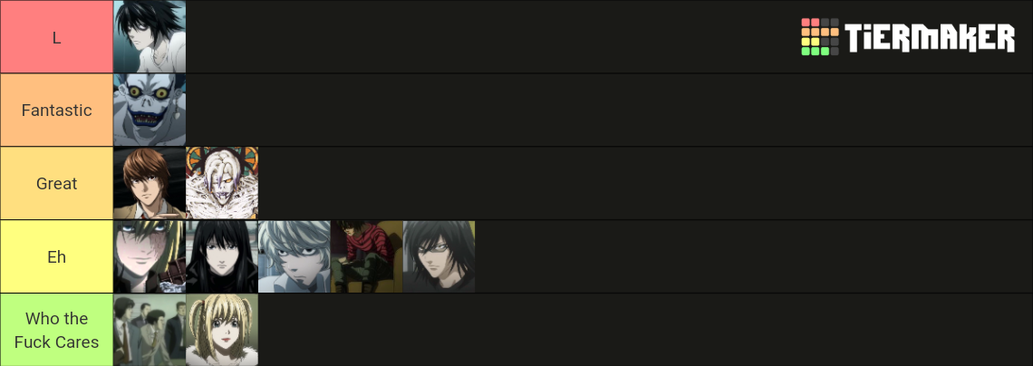 Death Note Characters Tier List (Community Rankings) - TierMaker