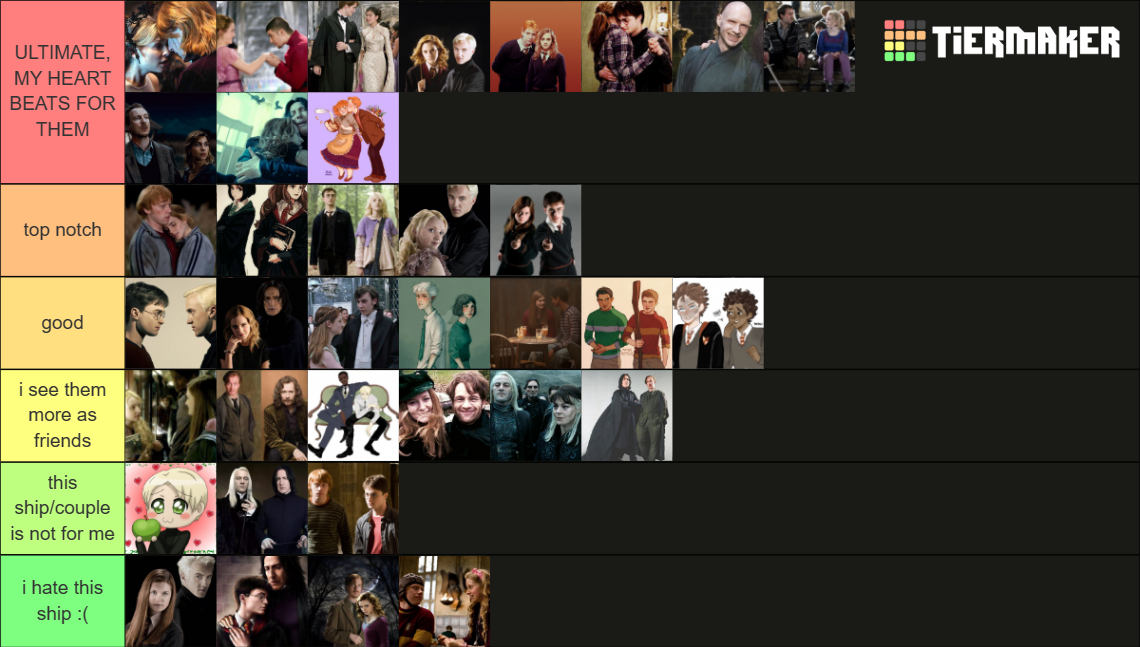 harry potter ships and couples Tier List (Community Rankings) - TierMaker