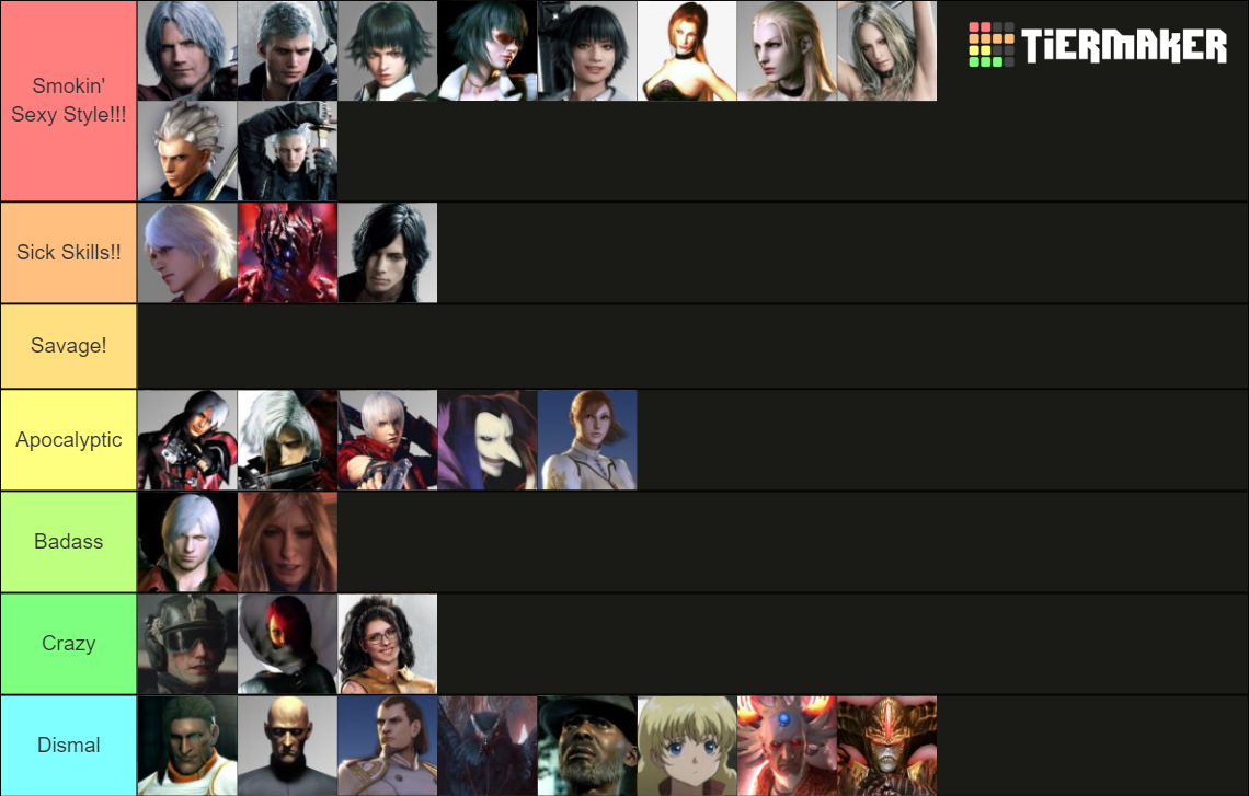 Devil May Cry All Characters Tier List (Community Rankings) - TierMaker