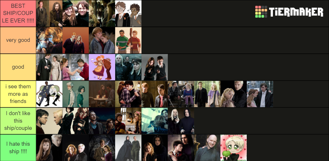 harry potter ships and couples Tier List (Community Rankings) - TierMaker