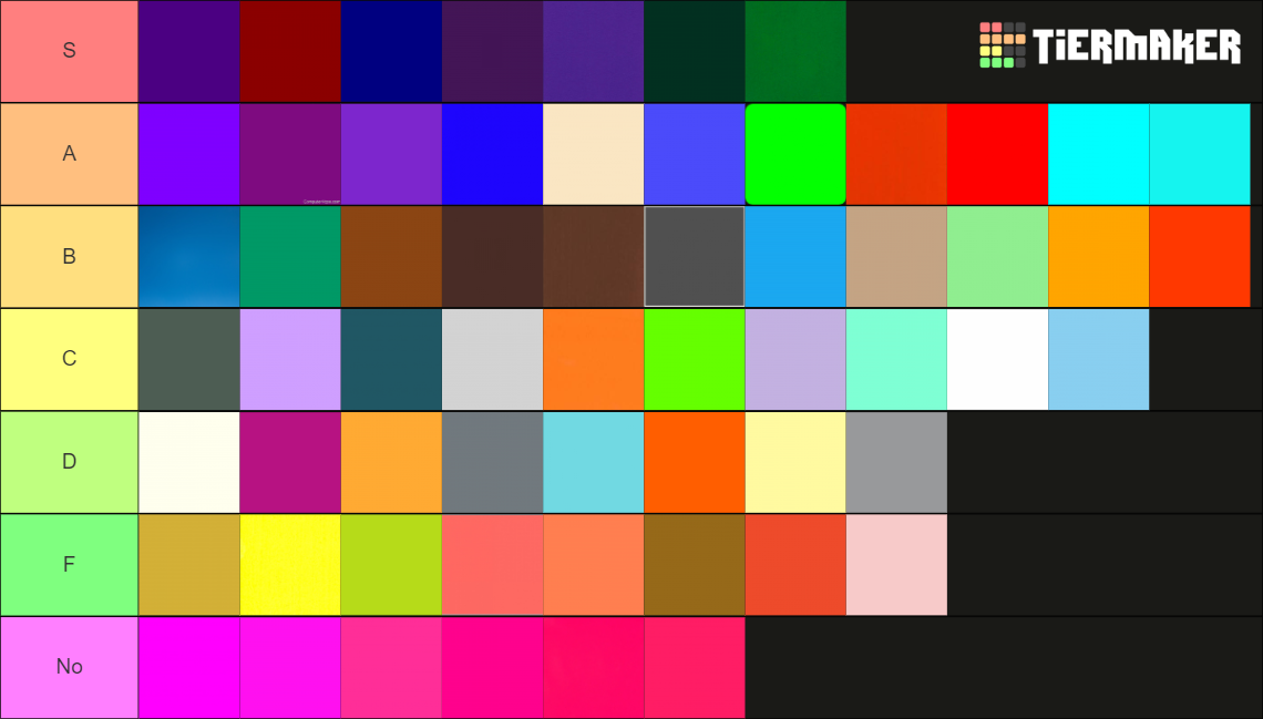 Colour Tier List (Community Rankings) - TierMaker