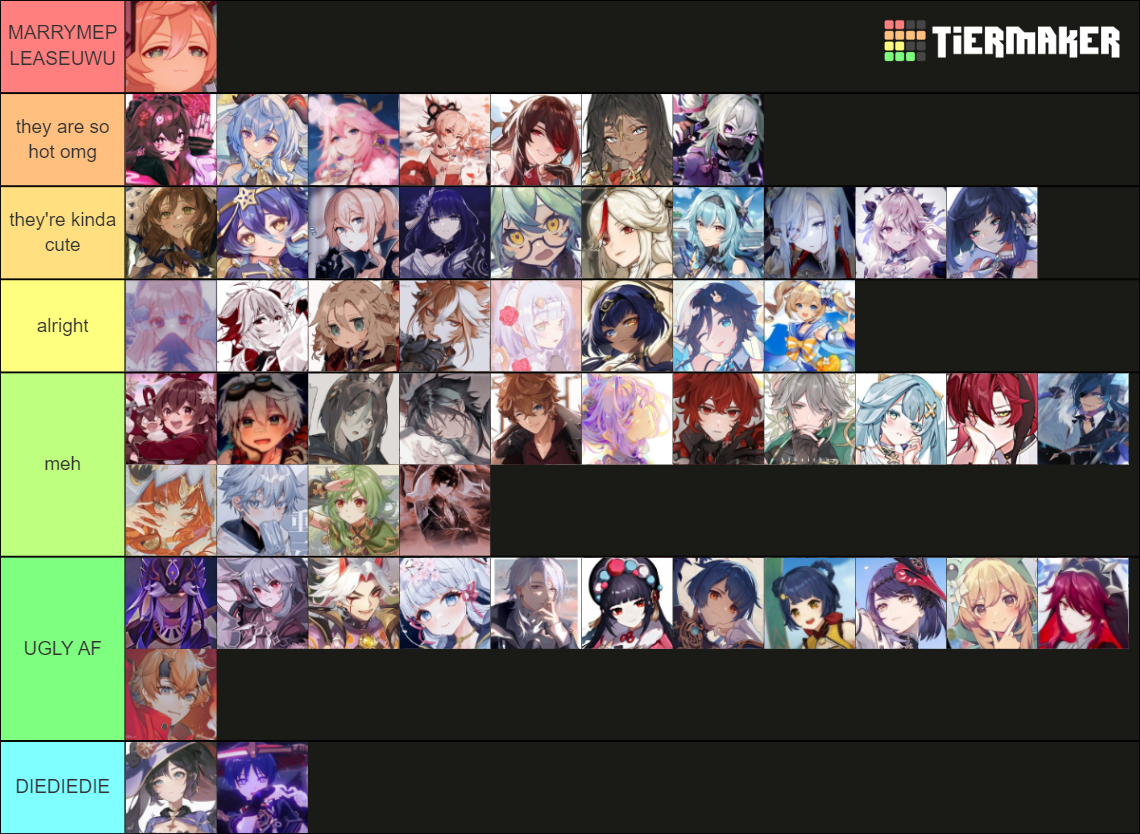 rate genshin characters! (simp addition) (3.4) Tier List (Community ...