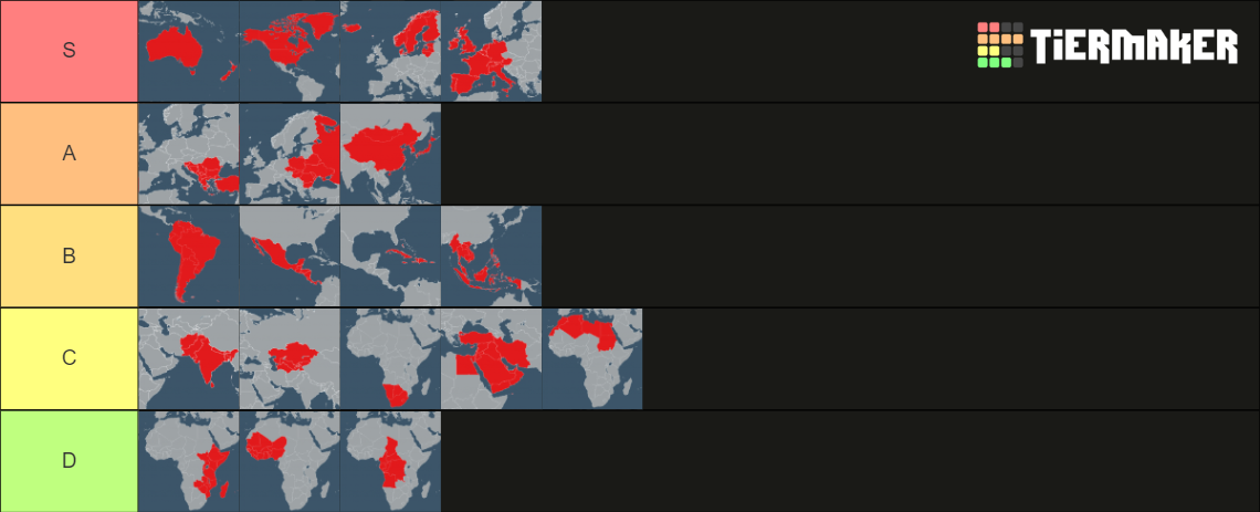Regions of the World Tier List (Community Rankings) - TierMaker