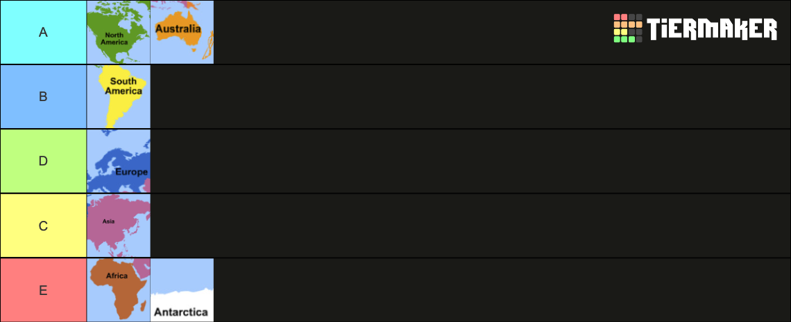 Continents Tier List (Community Rankings) - TierMaker