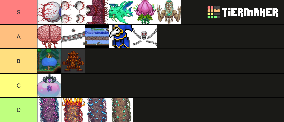 Terraria bosses Tier List (Community Rankings) - TierMaker