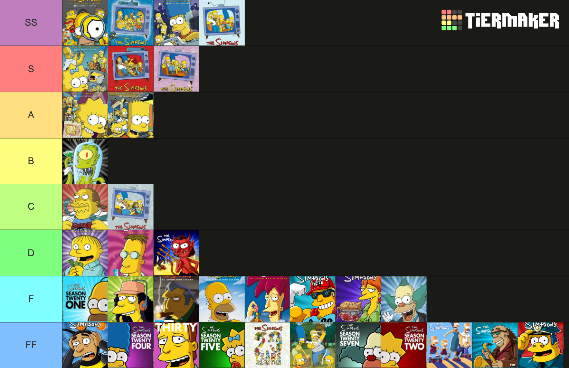 Every Simpsons Season Ranked (Seasons 1-35 & The Movie) Tier List ...