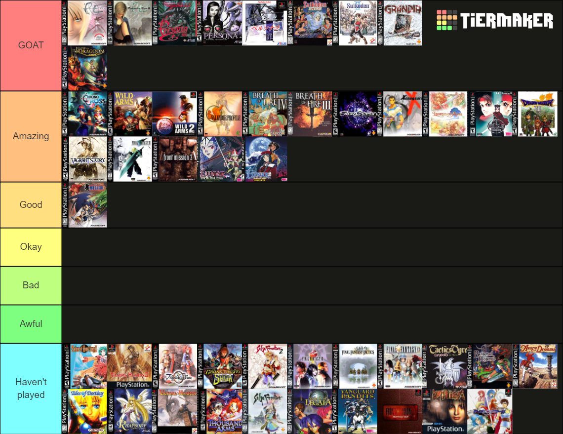 Playstation JRPGs Tier List (Community Rankings) - TierMaker
