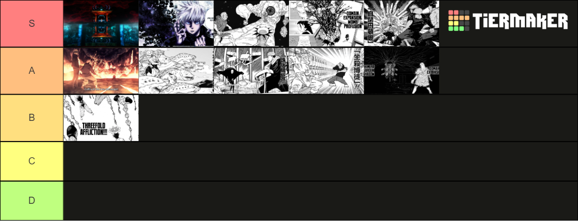Jujutsu kaisen's domain expansions Tier List (Community Rankings) - TierMaker