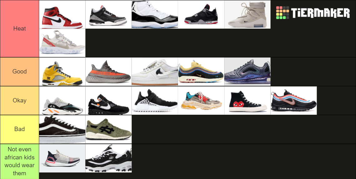 Shoes Tier List (Community Rankings) - TierMaker