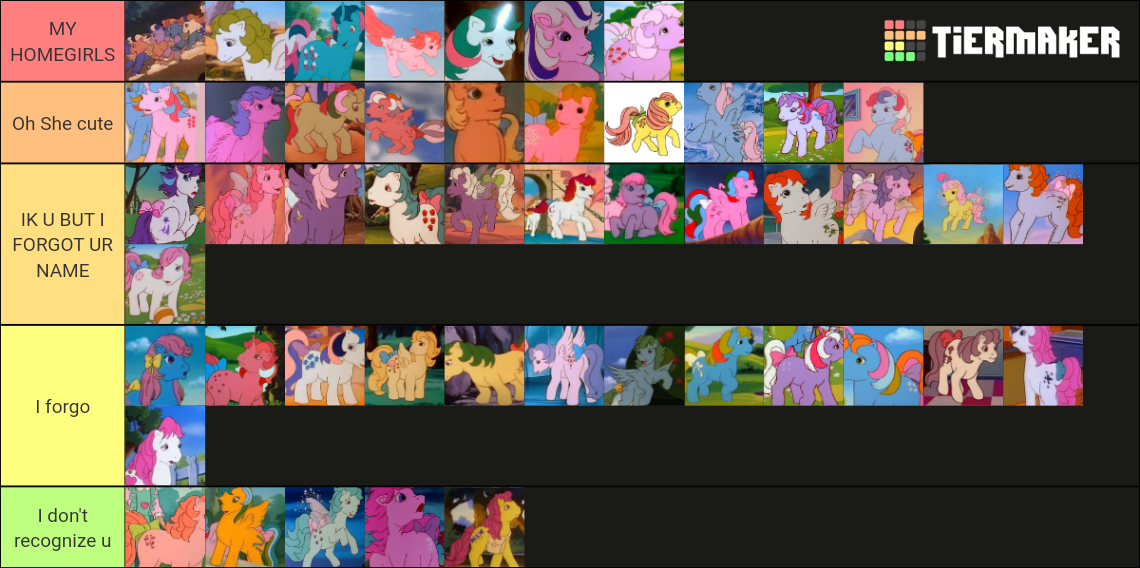 My little pony g1 Tier List (Community Rankings) - TierMaker