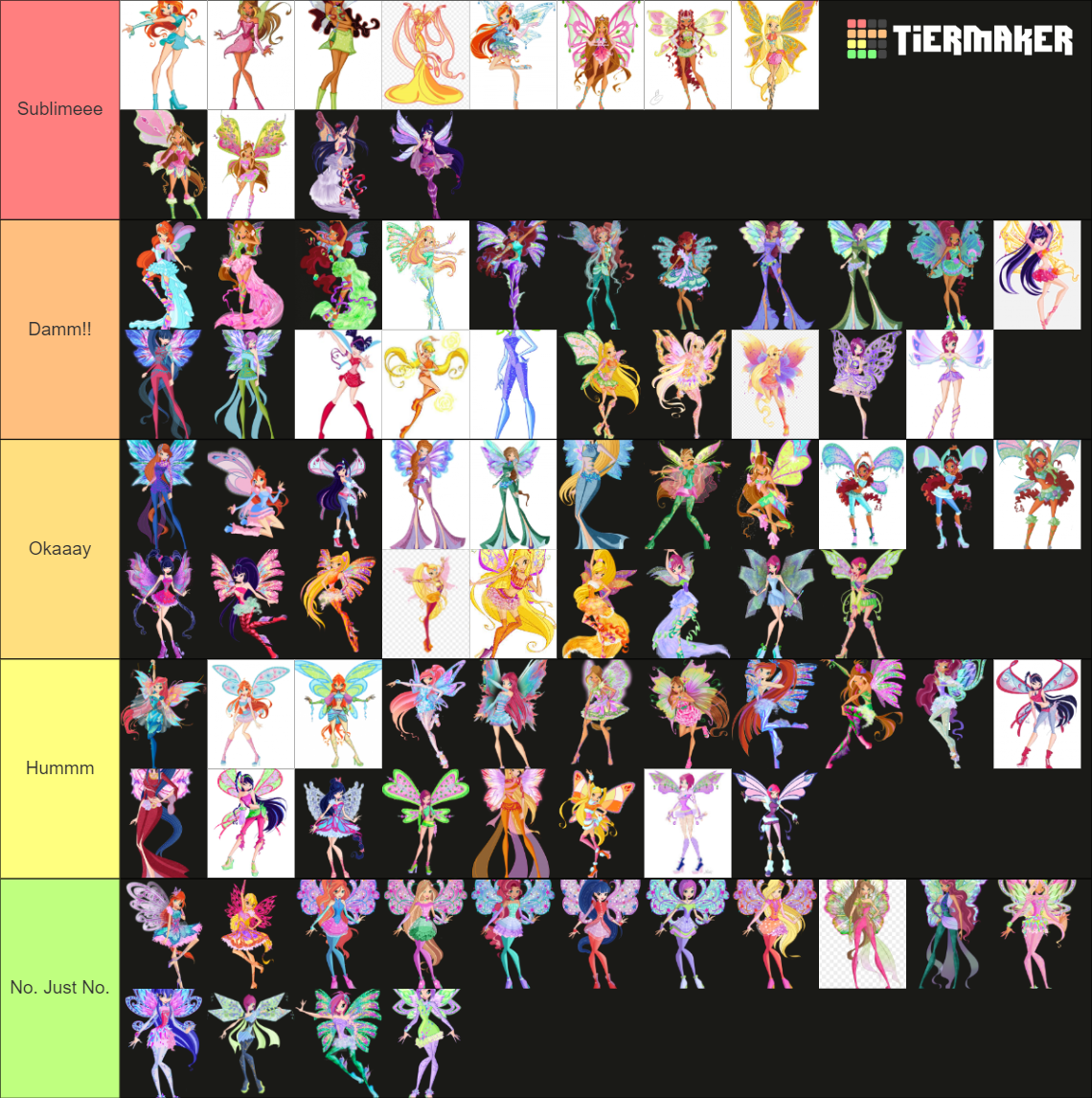 Winx Club transformations Tier List (Community Rankings) - TierMaker