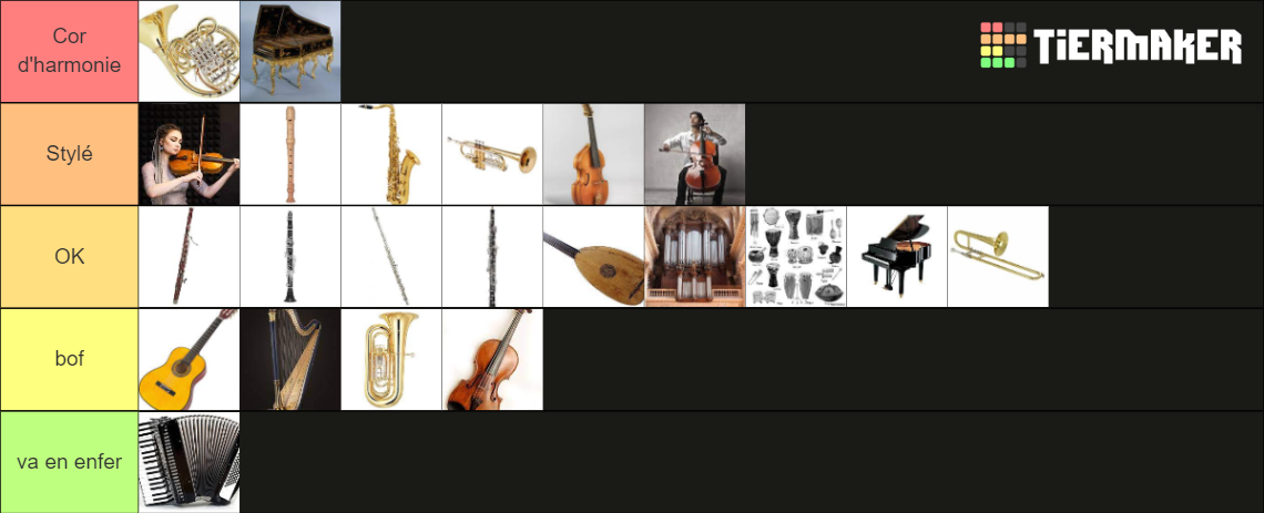 Instruments de musique Tier List (Community Rankings) - TierMaker