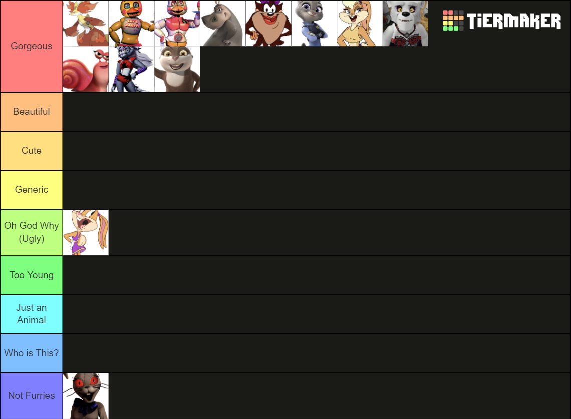 Female Furries (300 characters) Tier List (Community Rankings) - TierMaker