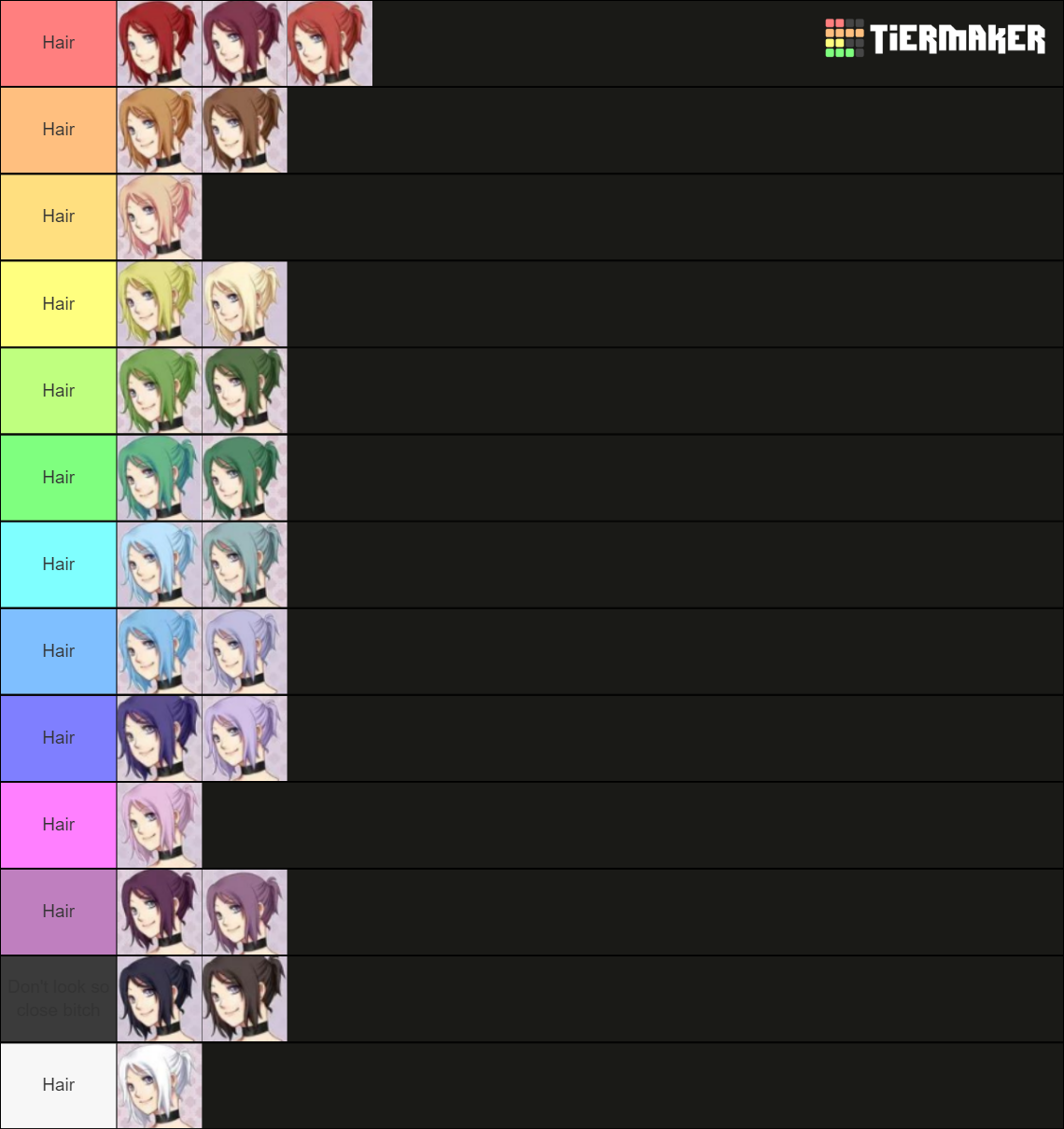 Waifu Hair Color Tier List (Community Rankings) - TierMaker