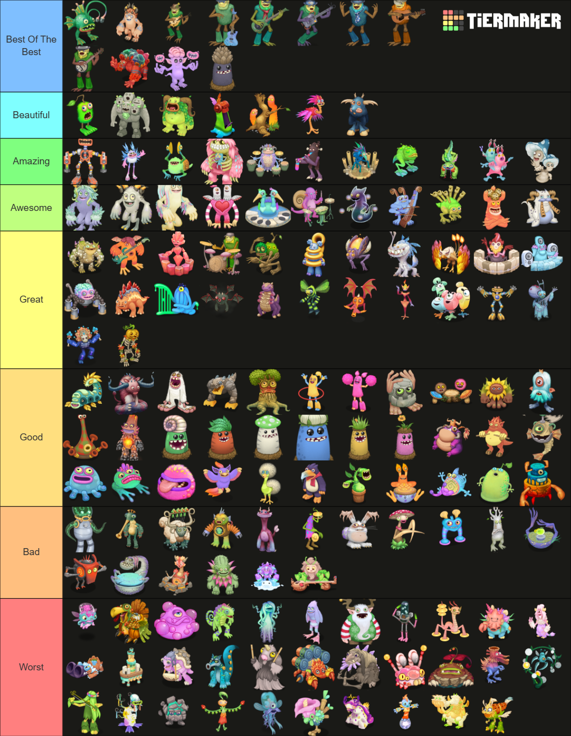 My Singing Monsters (ALL MONSTERS) Tier List (Community Rankings) - TierMaker