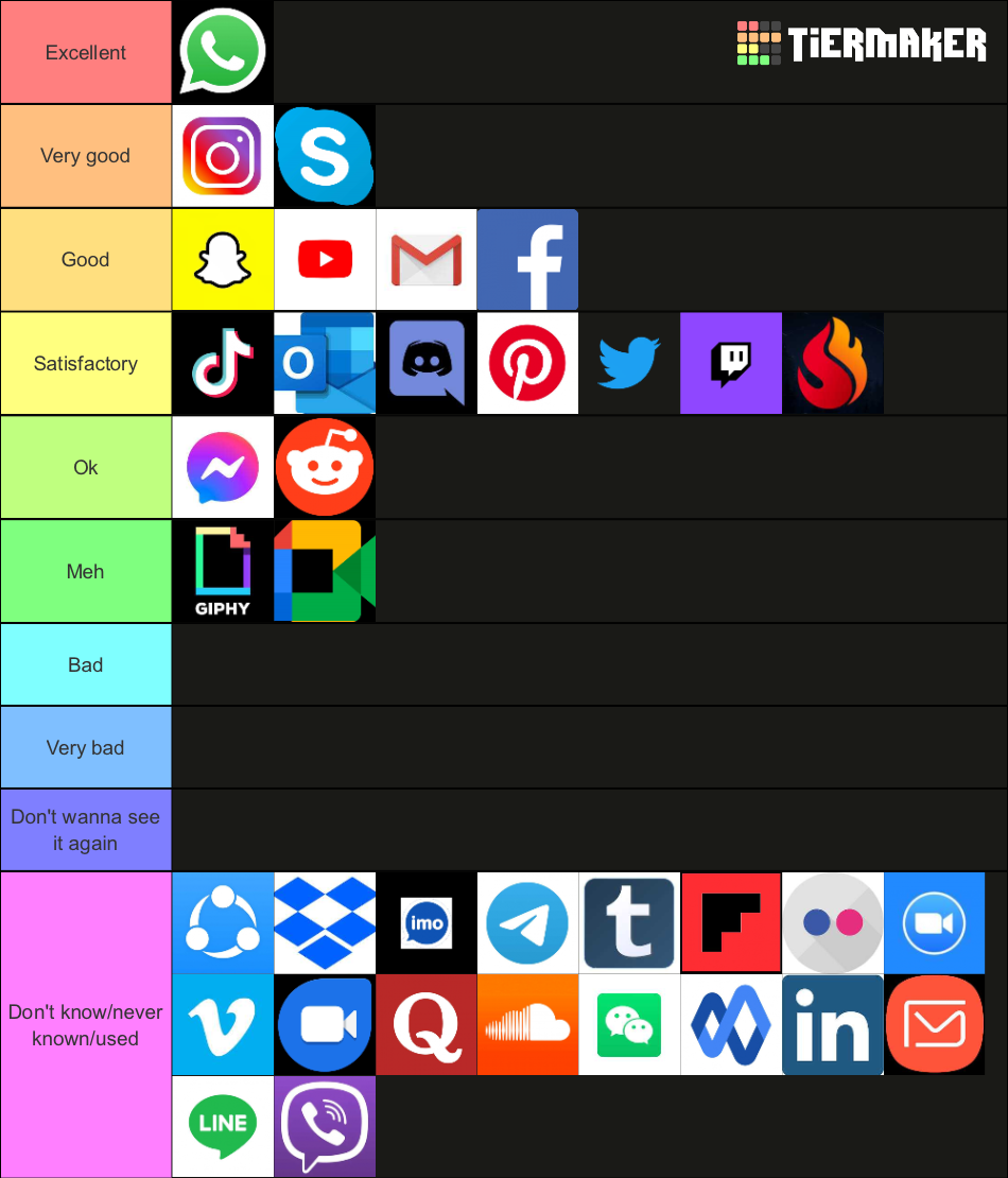 Best social media apps Tier List (Community Rankings) - TierMaker