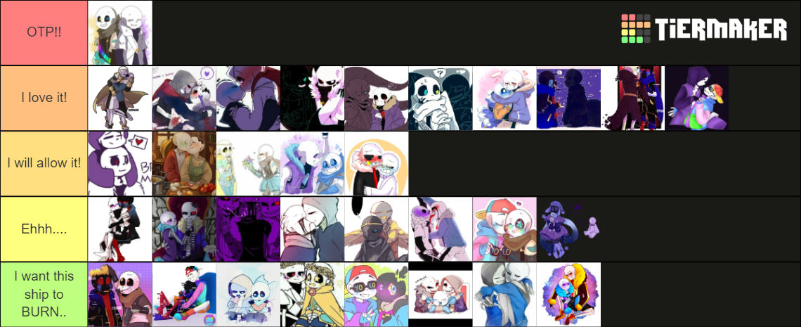 Sans Au Ships!! Tier List (Community Rankings) - TierMaker