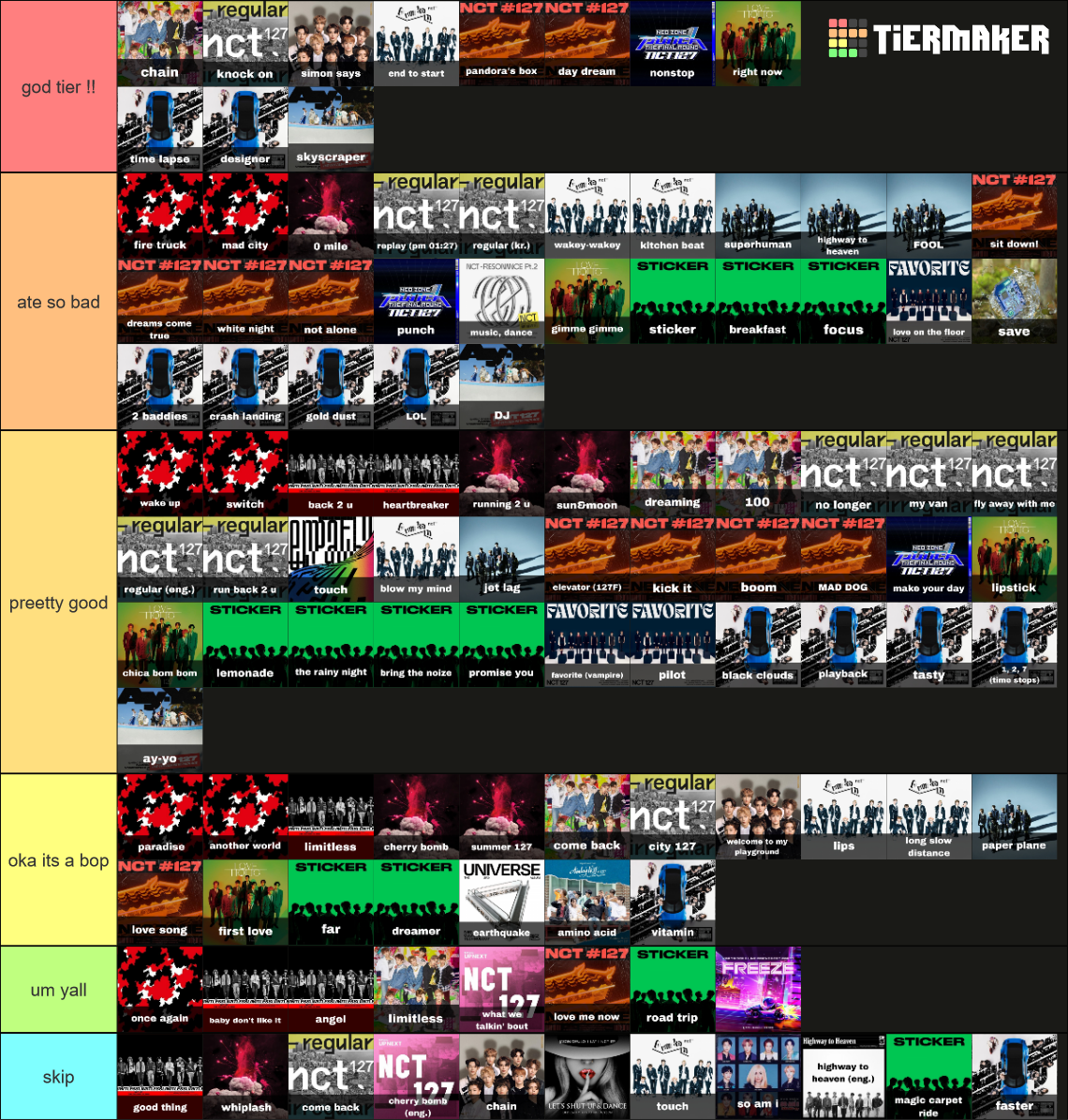 Nct 127 All Songs Up To Fact Check Tier List Community Rankings Tiermaker