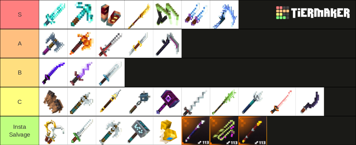 Minecraft Dungeons Weapon Tier List (Community Rankings) - TierMaker