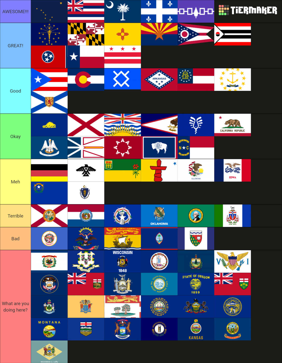 State/Provincial flags of USA + Canada Tier List (Community Rankings ...