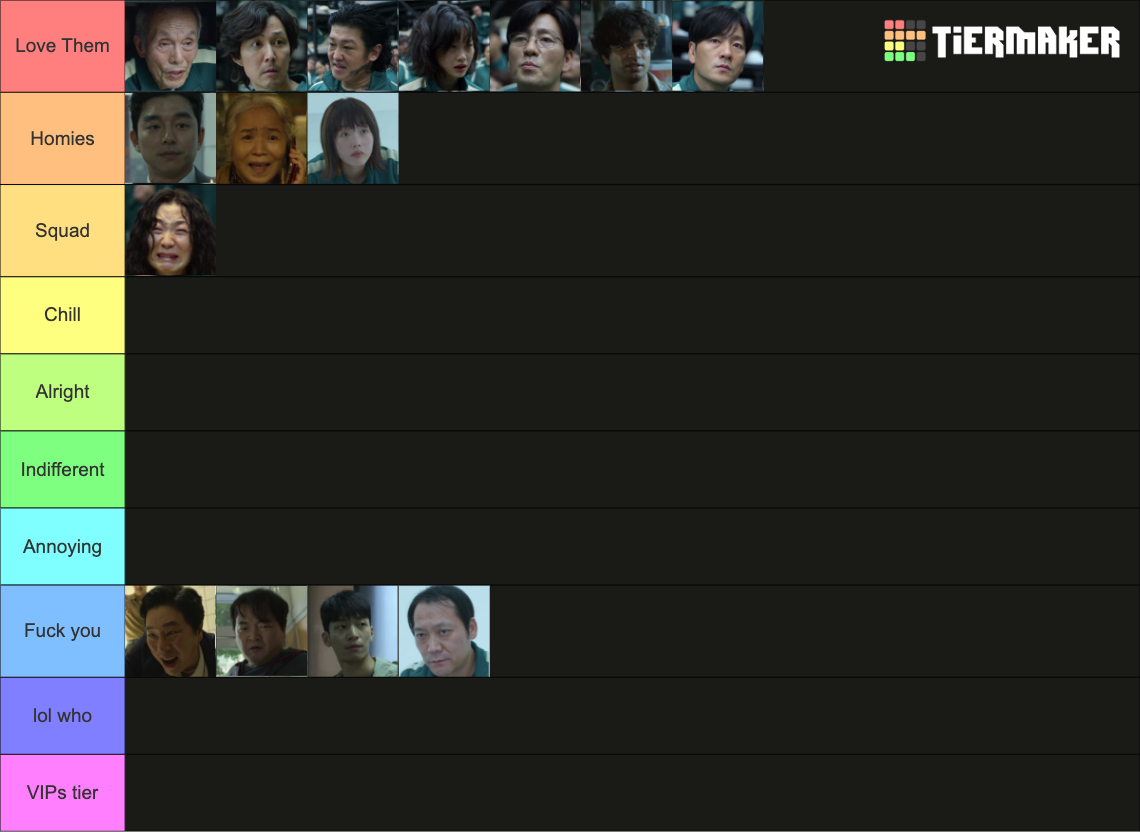 Squid Game All Characters (kinda) Season 1 Tier List (Community ...